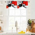 Abstract Tie Up Valance Curtains Medieval Red Black Geometrical ...