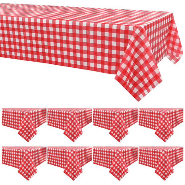Plastic Red Checkered Tablecloth