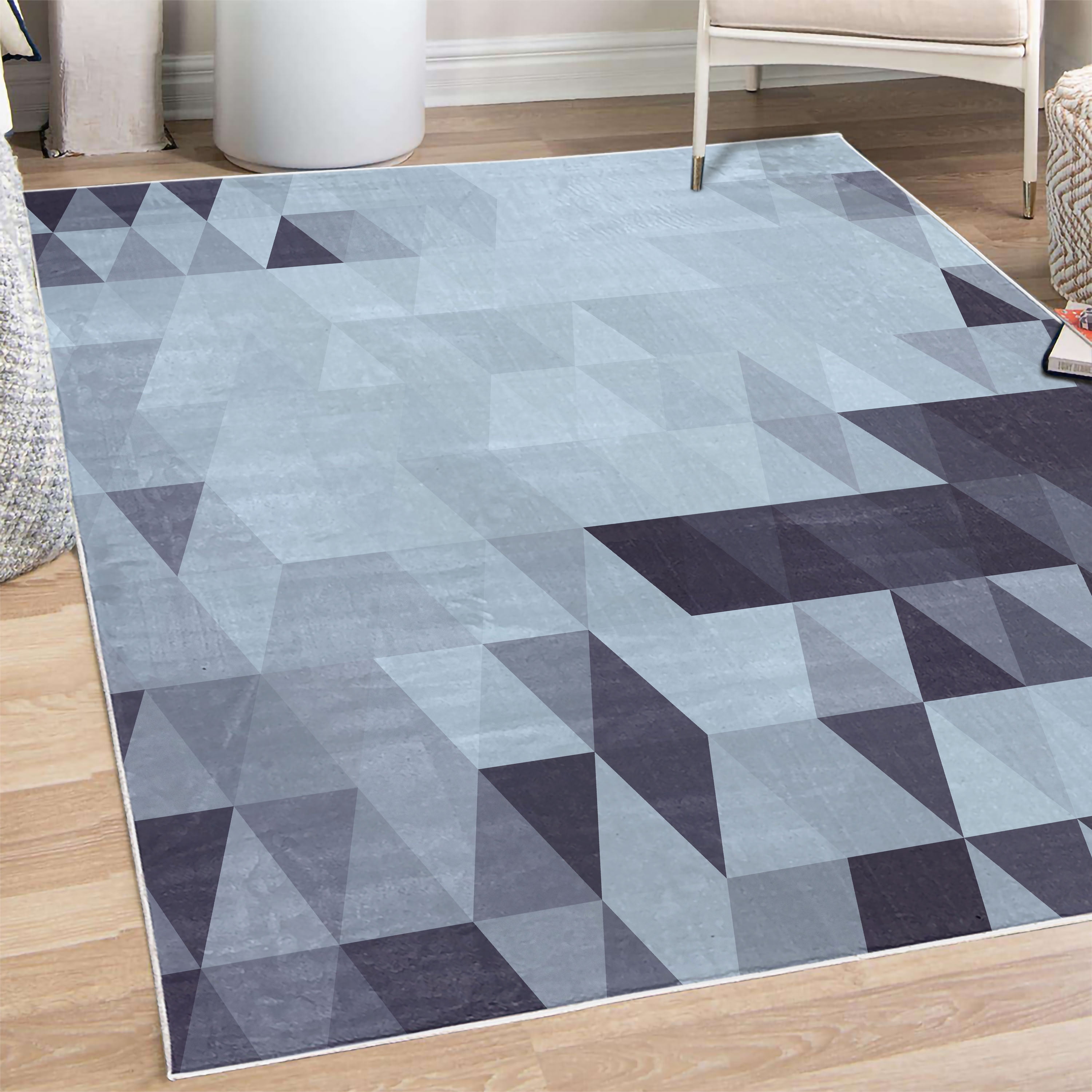 Geometric Decorative Rug, Triangle Mosaic Shapes Patterns with Abstract ...