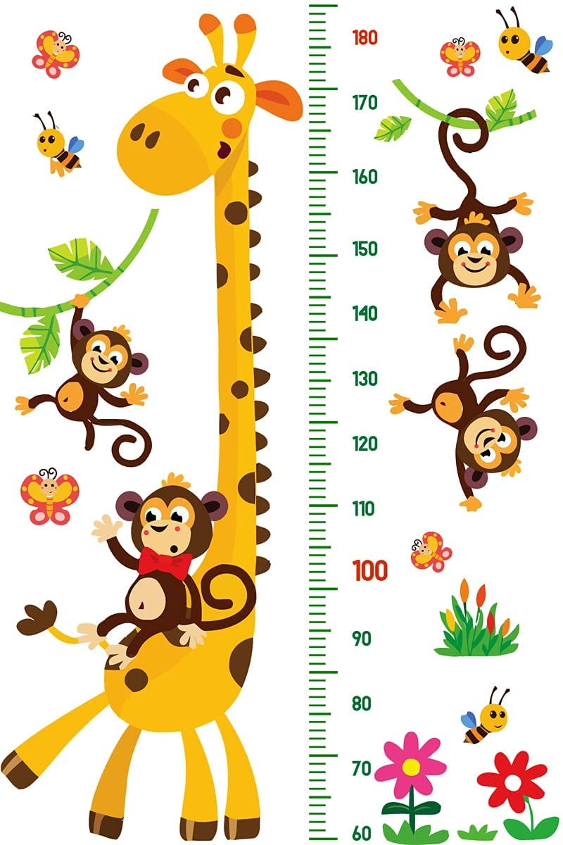Tianlu Giraffe and Monkey Height Wall Chart for Kids | Peel and Stick ...