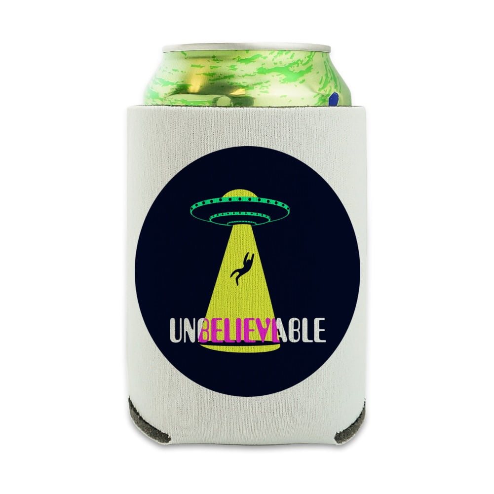 Unbelievable Alien Believe UFO Flying Saucer Can Cooler - Drink Sleeve ...