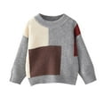 hengsof Children'S Winter Round Neck Long-Sleeved Pullover, Color Block ...