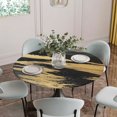Abstract Landscape Round Fitted Table Cover Black Mountains Gold River ...