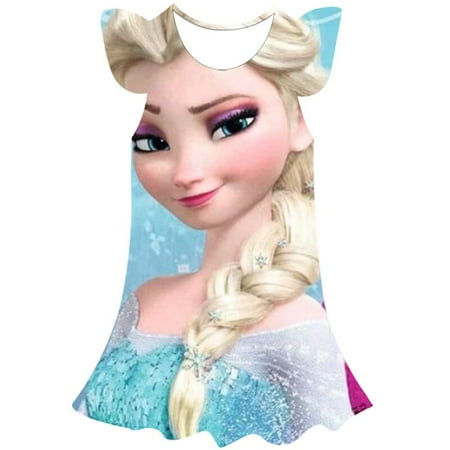 Disney Frozen Elsa Princesse Robe 3D Imprimer Filles Robe D'été Frozen ...