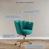 BELLEZE Kaylee Office Chair Upholstered Velvet Seashell Swivel Desk ...