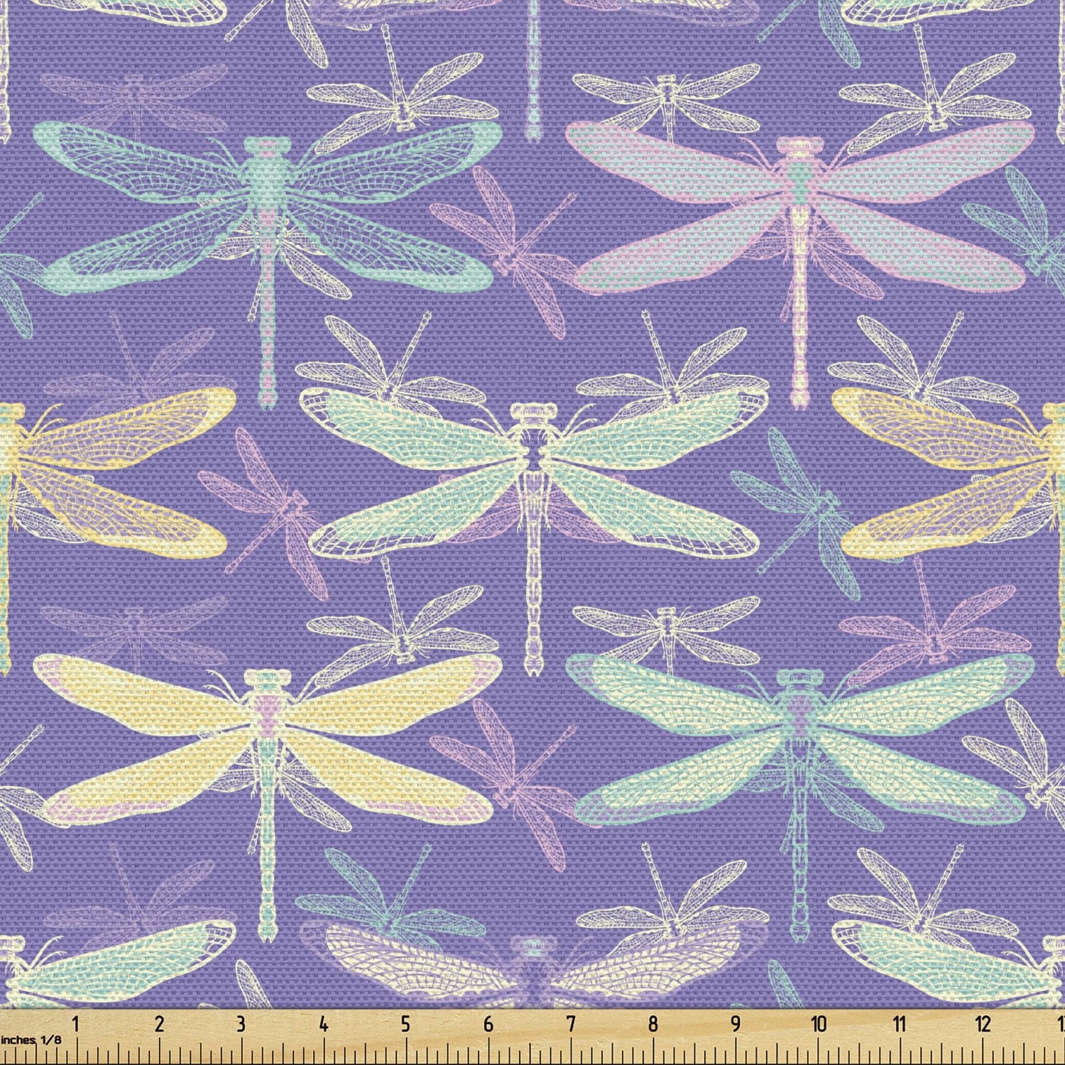 Dragonfly Upholstery Fabric by the Yard, Pastel Toned Flying Insects ...
