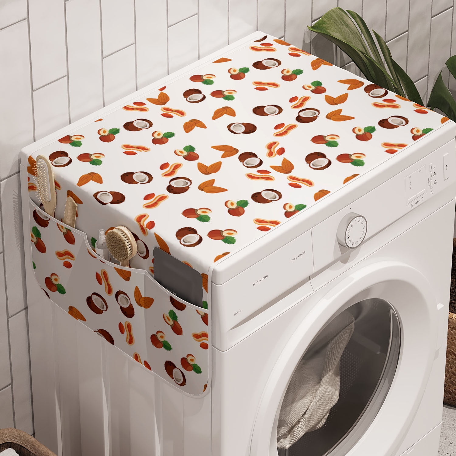 Tropical Washing Machine Organizer, Assortment of Nuts Pattern Peanut ...