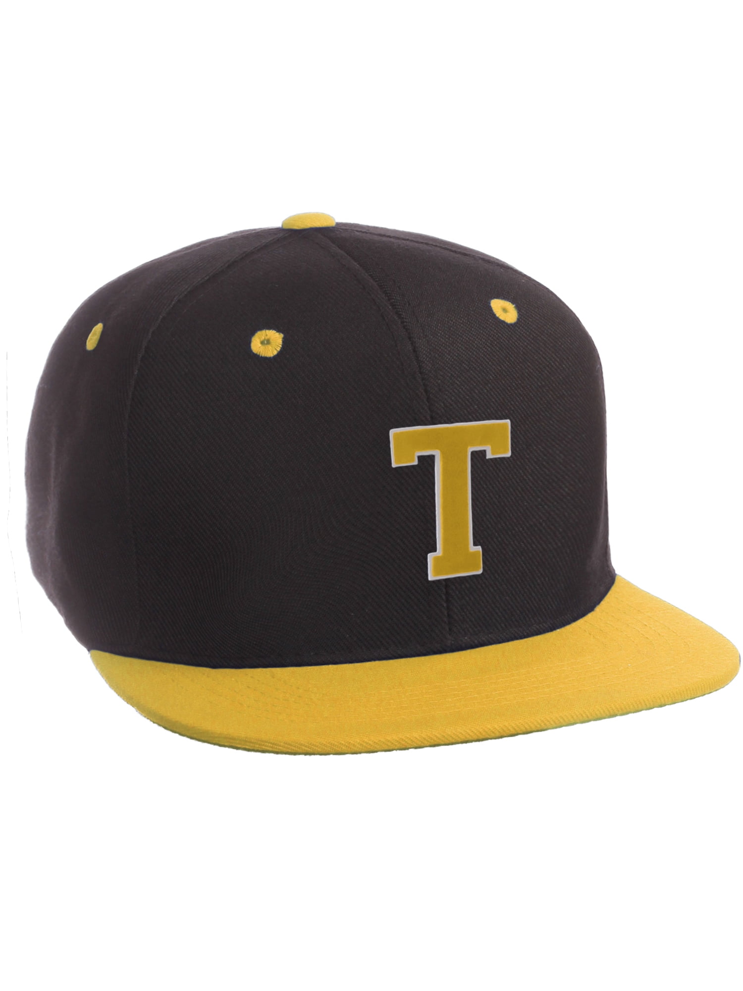 Classic Snapback Hat Custom A to Z Initial Letters, Black Gold Cap ...