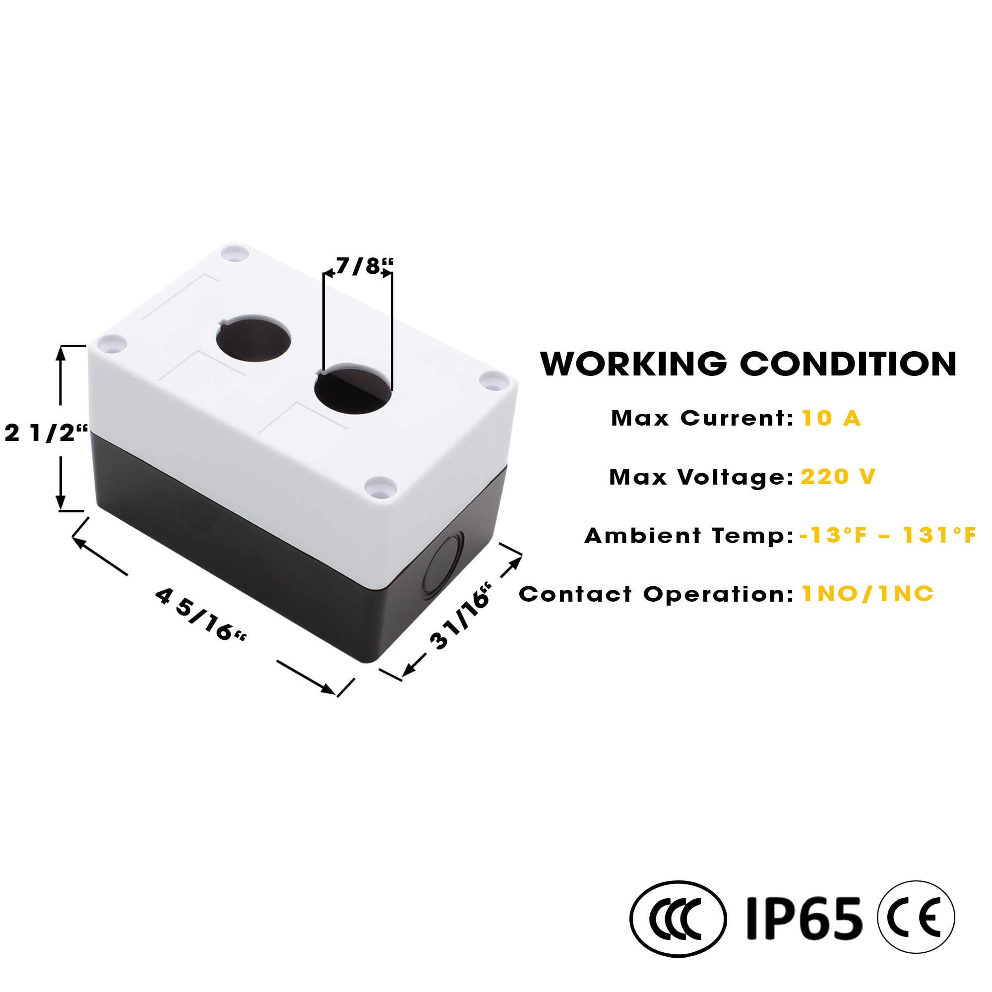 Push Button Switch Control Station Box 22mm 3 Button Hole Waterproof ...