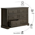 Homfa 47'' Wide Double Dresser, 6 Drawers, Bedroom Chest, Living Room ...