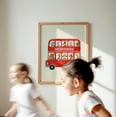 Affixzi Red Bus Wall Art, Animal Room Decor, Safari Playroom Poster ...