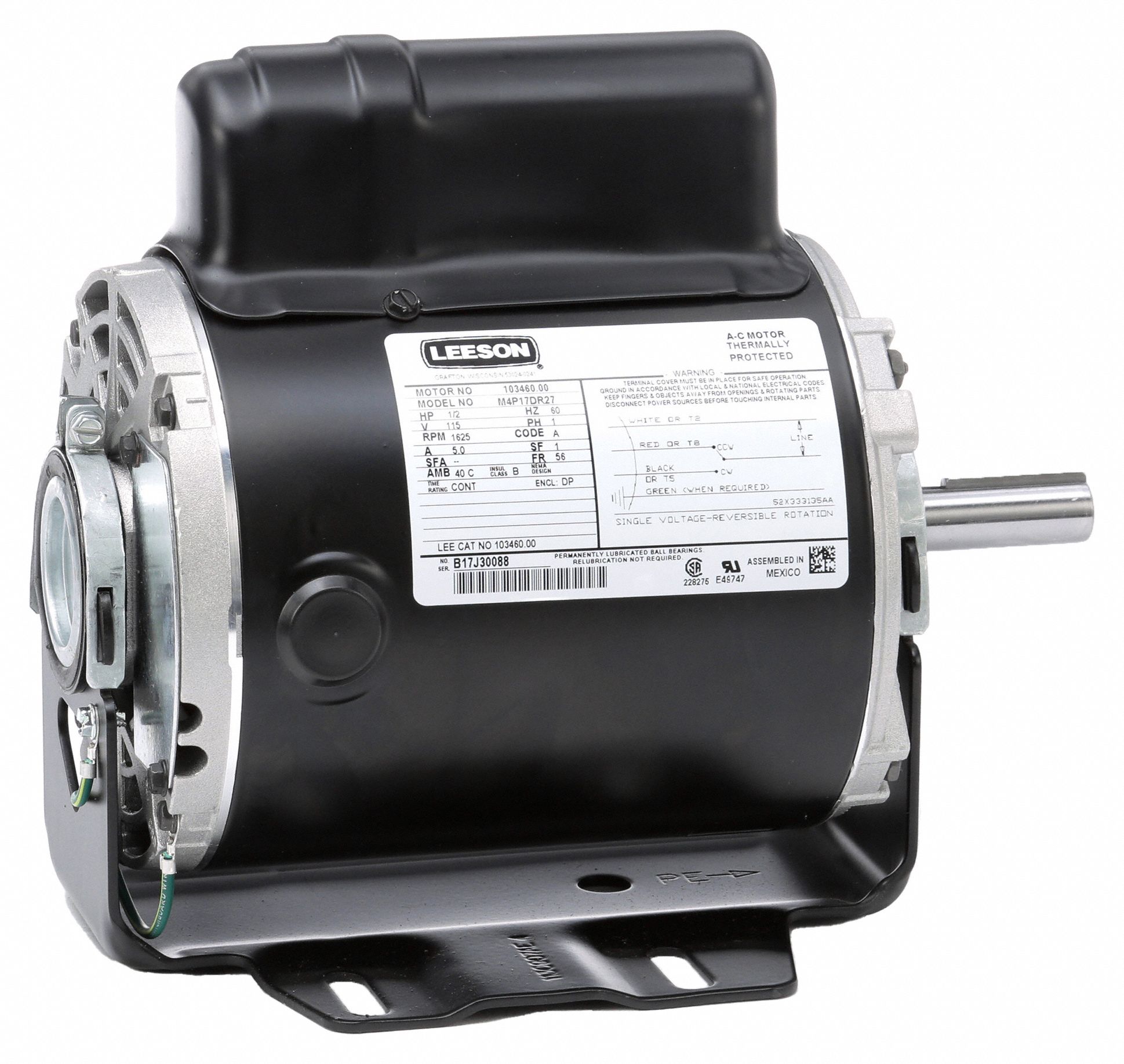 Leeson Instant Reverse Motor,1/2hp,Phase Single 103460.00 - Walmart.com