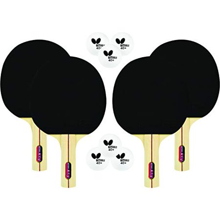 Butterfly RDJ 4 Player Table Tennis Racket & Ball Set - 4 ITTF Approved ...