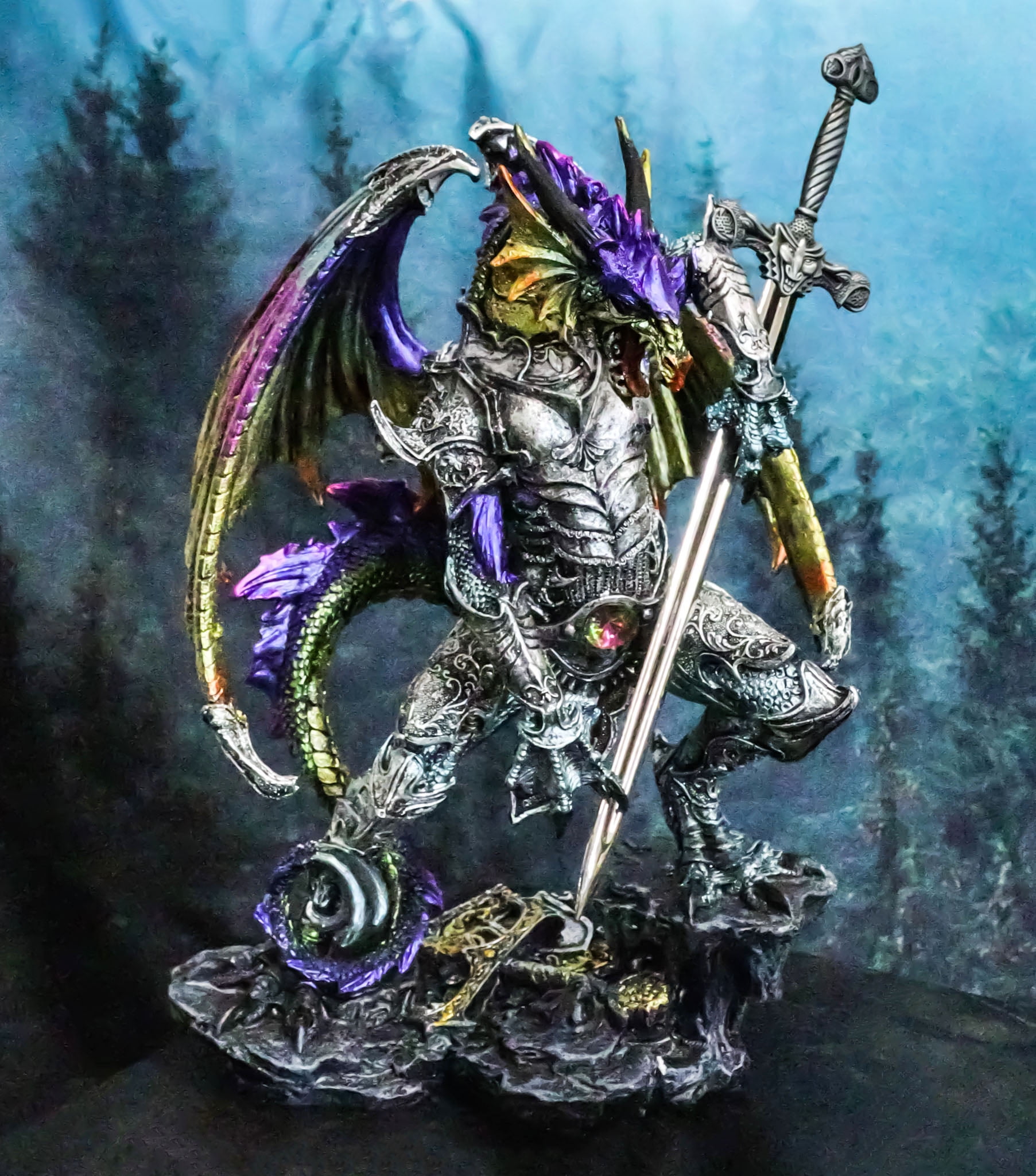 Large Hyperion Rainbow Armored Dragon With Excalibur Sword Letter ...