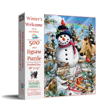 MasterPieces 500 Piece Glitter Christmas Jigsaw Puzzle - Snowman ...
