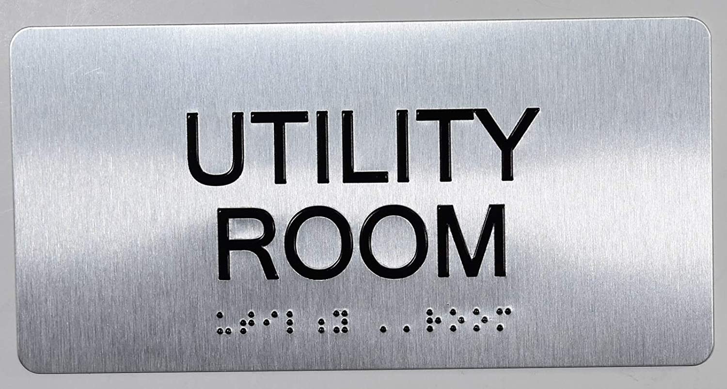 Utility Room Sign Silver-Tactile Touch Braille Sign (Aluminium ...