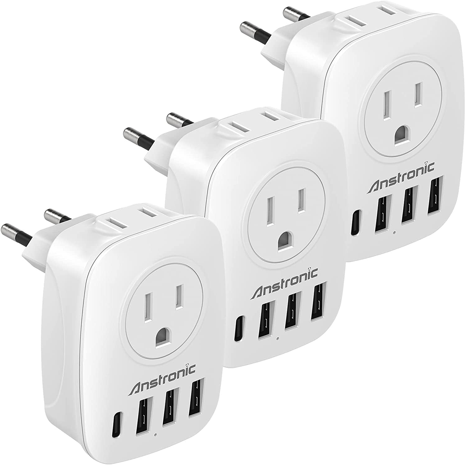 [3-Pack] European Travel Plug Adapter, Anstronic International Power ...