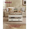VASAGLE Lift Top Coffee Table, Center Table with Storage, Gas Spring, 2 ...