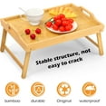 2 Pack Bamboo Bed Tray Table, Folding Legs and Handles, Breakfast Tray ...