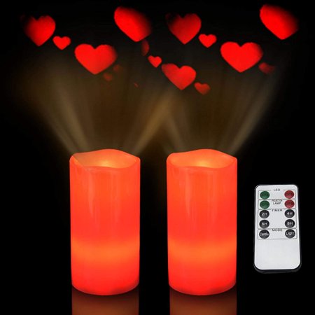Flameless Candle Projector, LED Heart Projection Flameless Candle Night ...