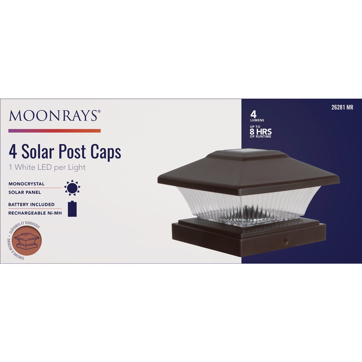 Moonrays Bronze LED Solar Post Cap (4-Pack) 26281 - Walmart.com