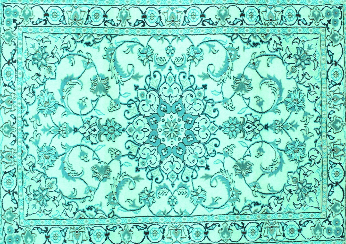 Ahgly Company Machine Washable Indoor Rectangle Medallion Turquoise ...