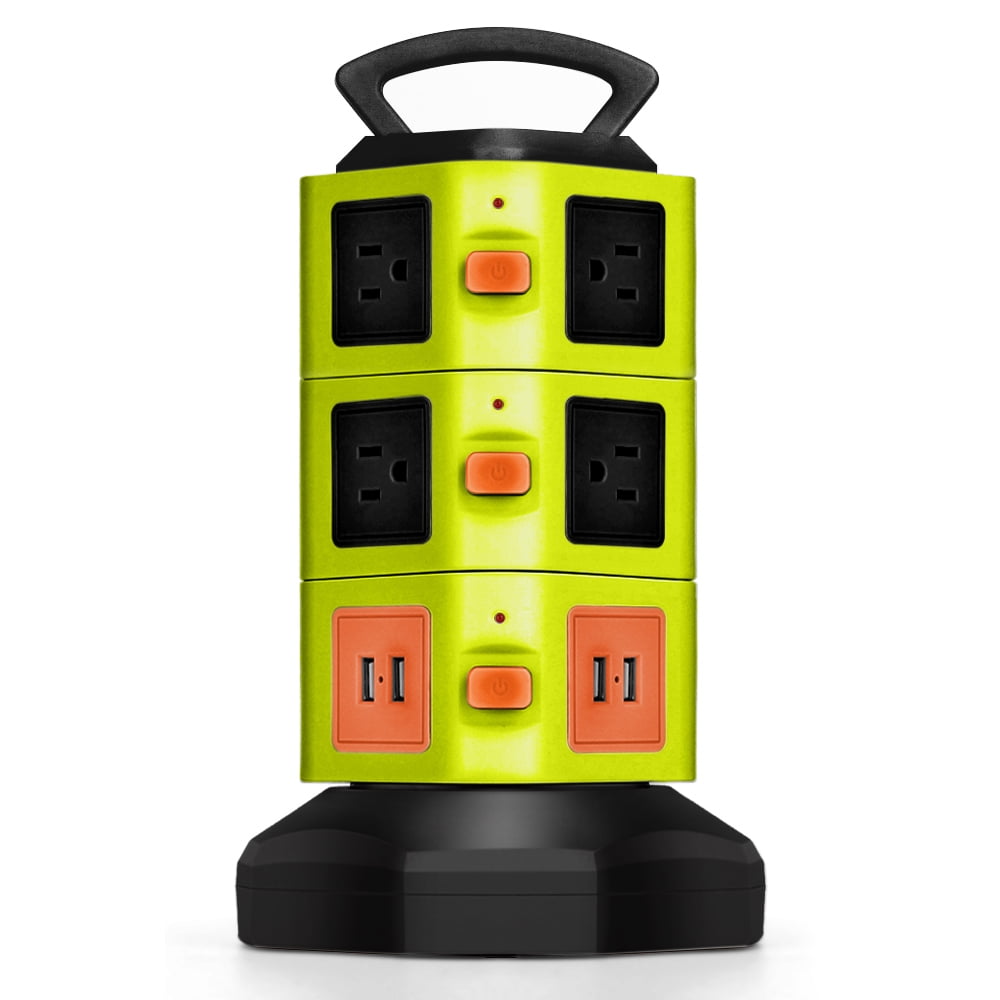 Power Strip Tower with USB Ports Surge Protector - 10 AC Outlet + 4 USB ...