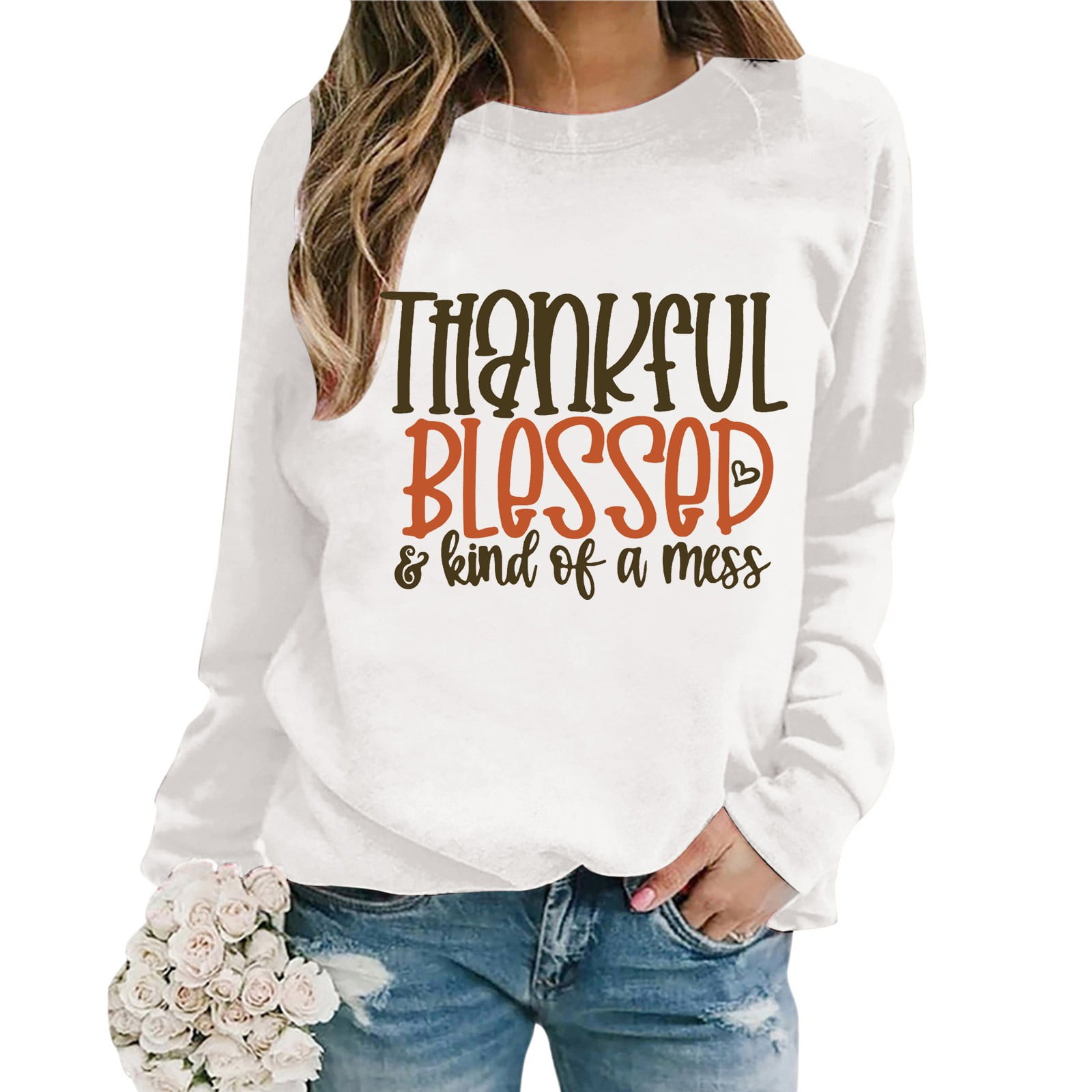 HNMKIU Womens Clothes Oversize Sweatshirts Women Long Sleeve Crewneck ...