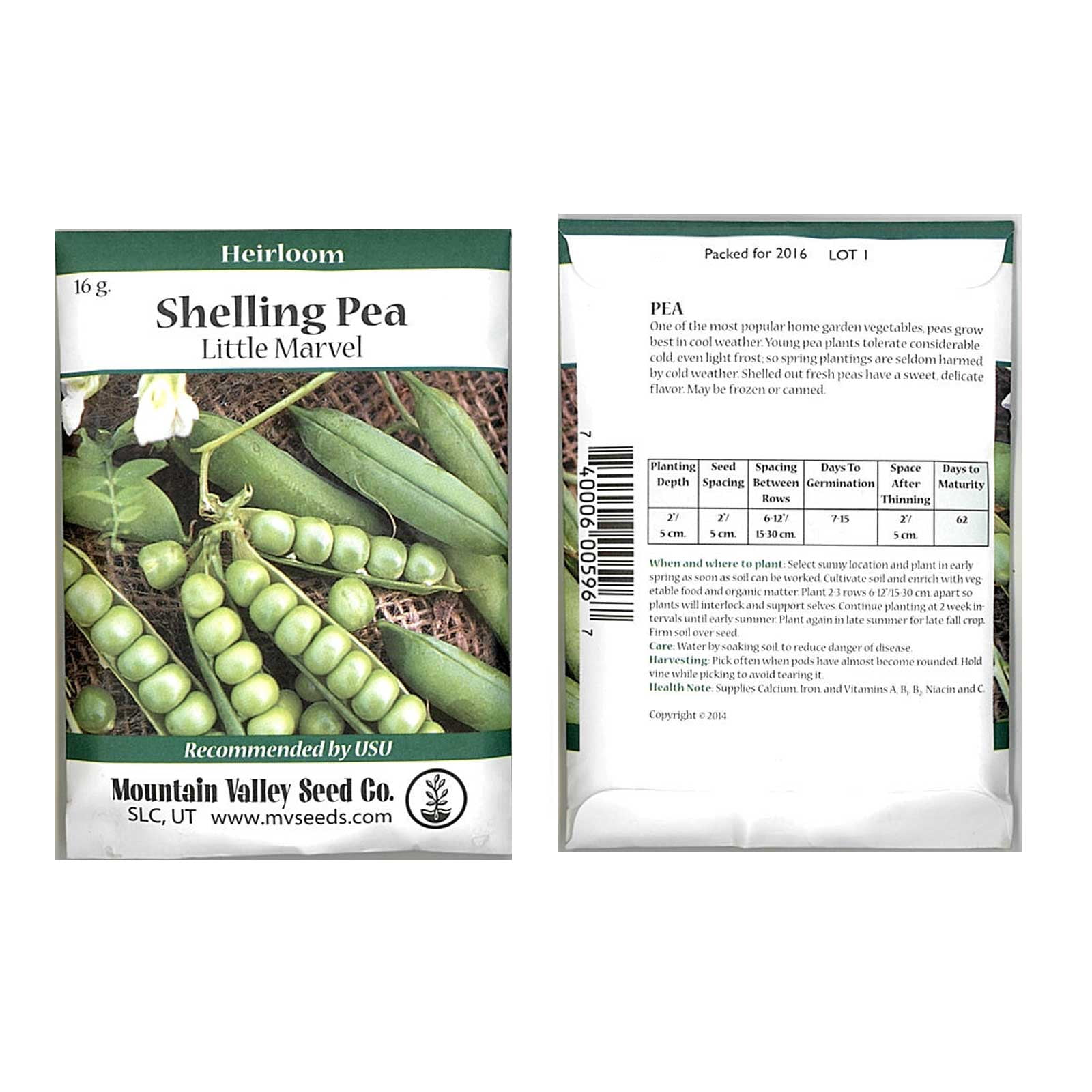 Little Marvel Pea Garden Seeds - 16 Gram Packet - Non-GMO, Heirloom ...