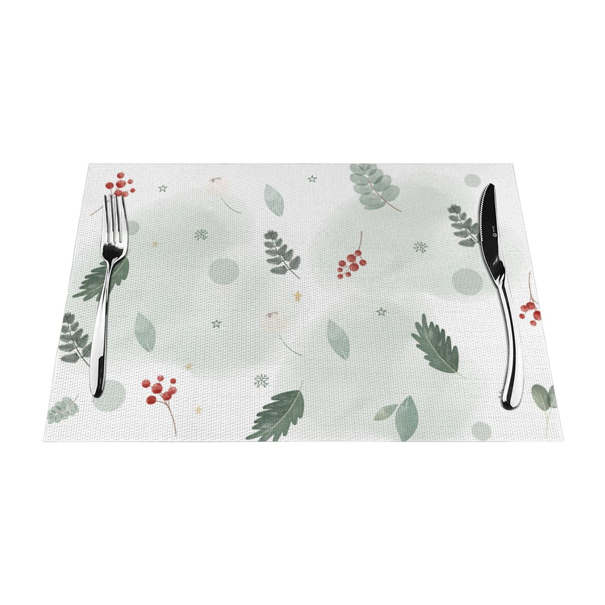 XMXY Woven Placemats Set of 6 PCS, Leaves Background Table Mats ...