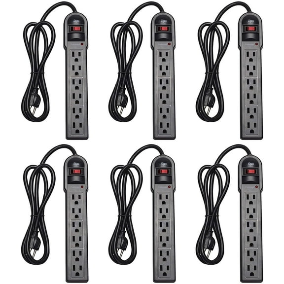 6-Outlet Power Strip Surge Protector 1-Pack, 4-Foot Extension Cord, 600 ...