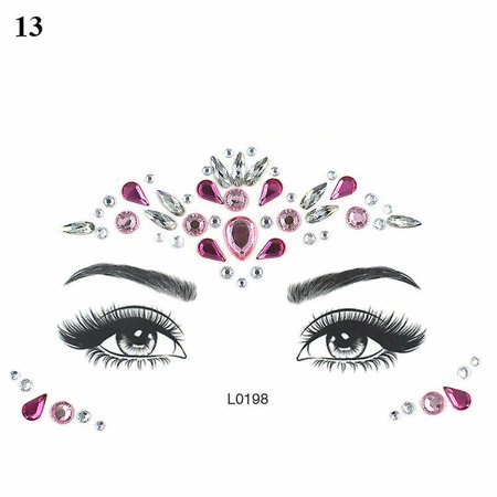 Face Gems Adhesive Glitter Jewel Tattoo Sticker Festival Rave Party ...