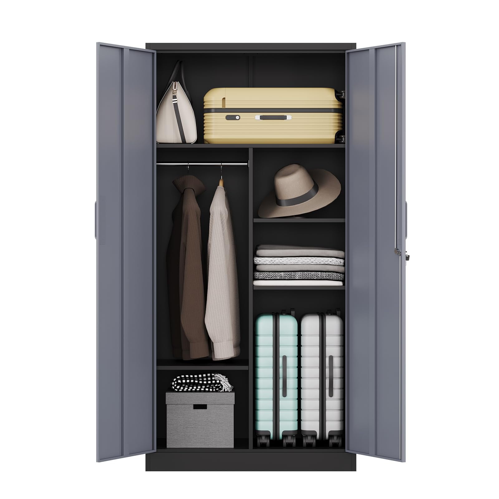 STANI Metal Storage Cabinet,72'' Employee Lockers Steel Wardrobe with ...