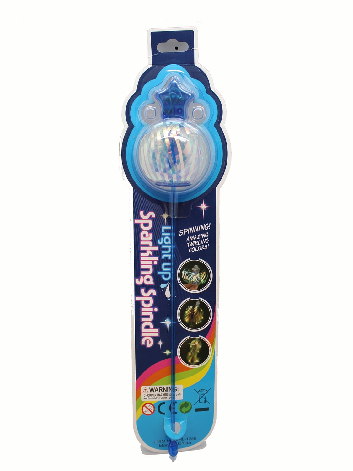 Light Up Sparkling Spindle Toy - Blue Whirling Tinsel Spinning Toy ...