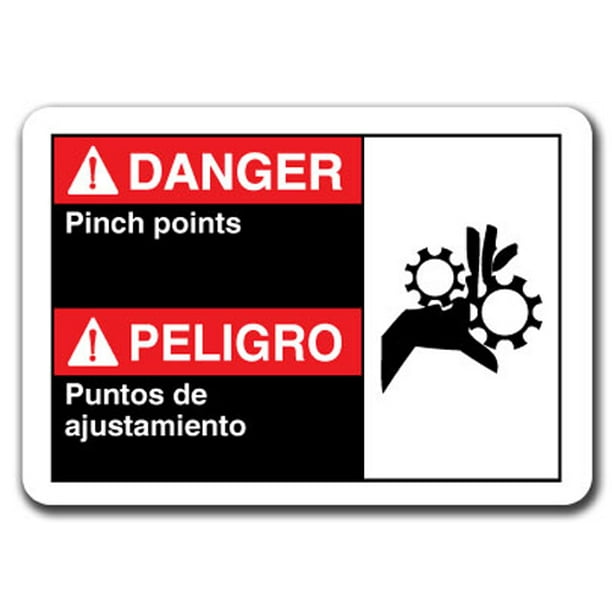 Danger Sign - Danger Pinch Points (Bilingual) 7"x10" Safety Sign ansi ...
