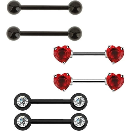 Jewellery Set Kit Lot of 3 Pairs 316L Surgical Steel 14 Gauge Nipple ...