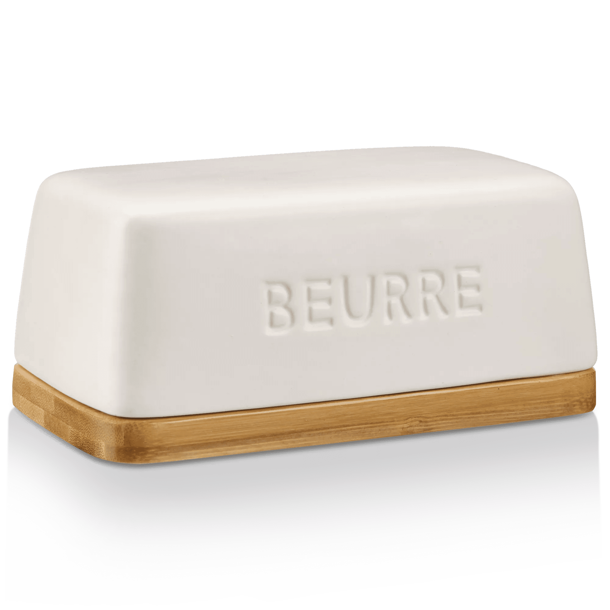 Click here for Bouclair White Ceramic & Wood Butter Dish 3 X 6.5... prices