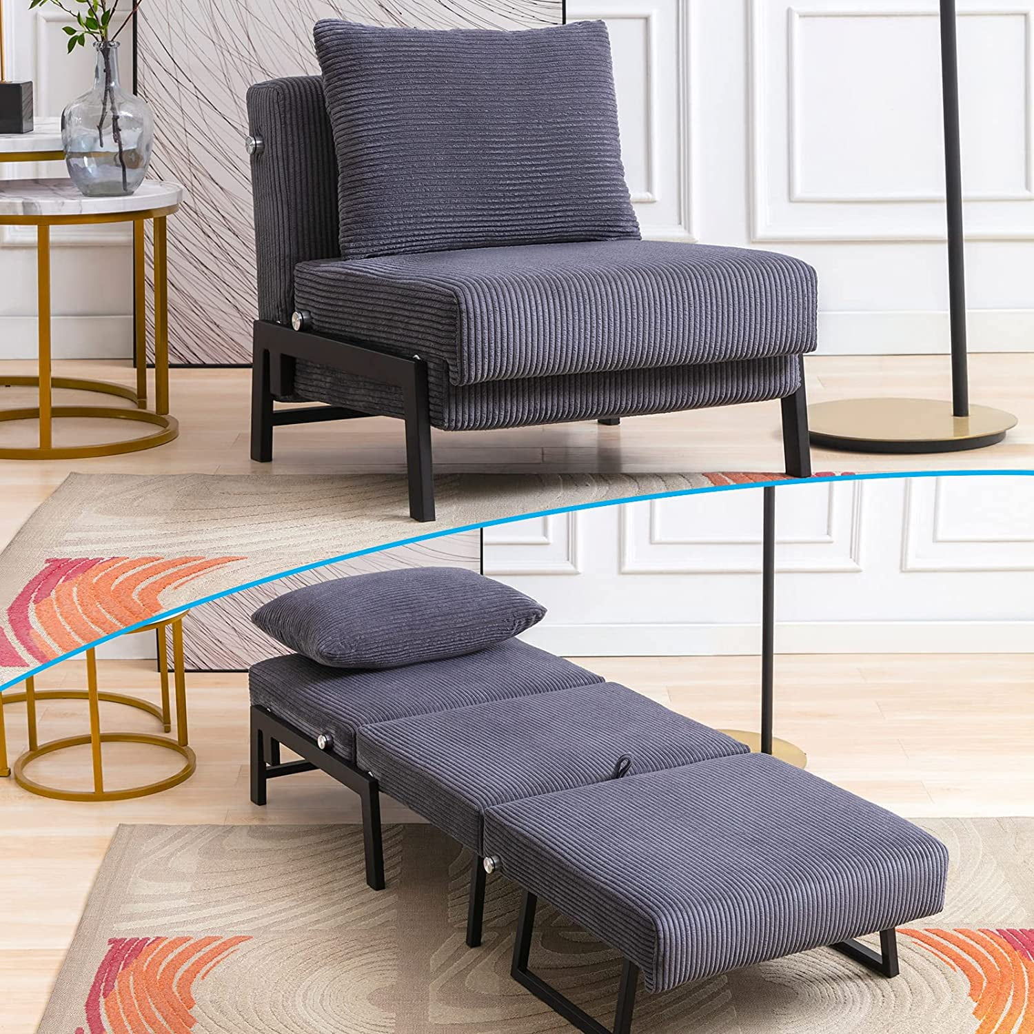 Mjkone 2 in 1 Multifunction Convertible Sofa Chair, Modern Breathable ...