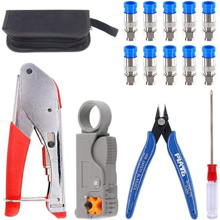 Coax Cable Crimper Tool Kit, RG6 RG59 Coaxial Compression Crimping Tool ...