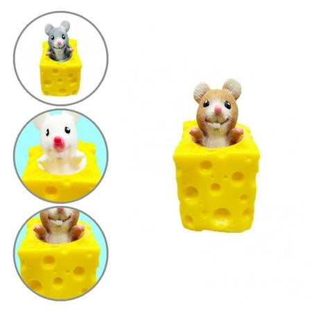 Squeeze Mouse Cheese Block Fidget Toys Pinch Toy Adorable Easy To Clean ...