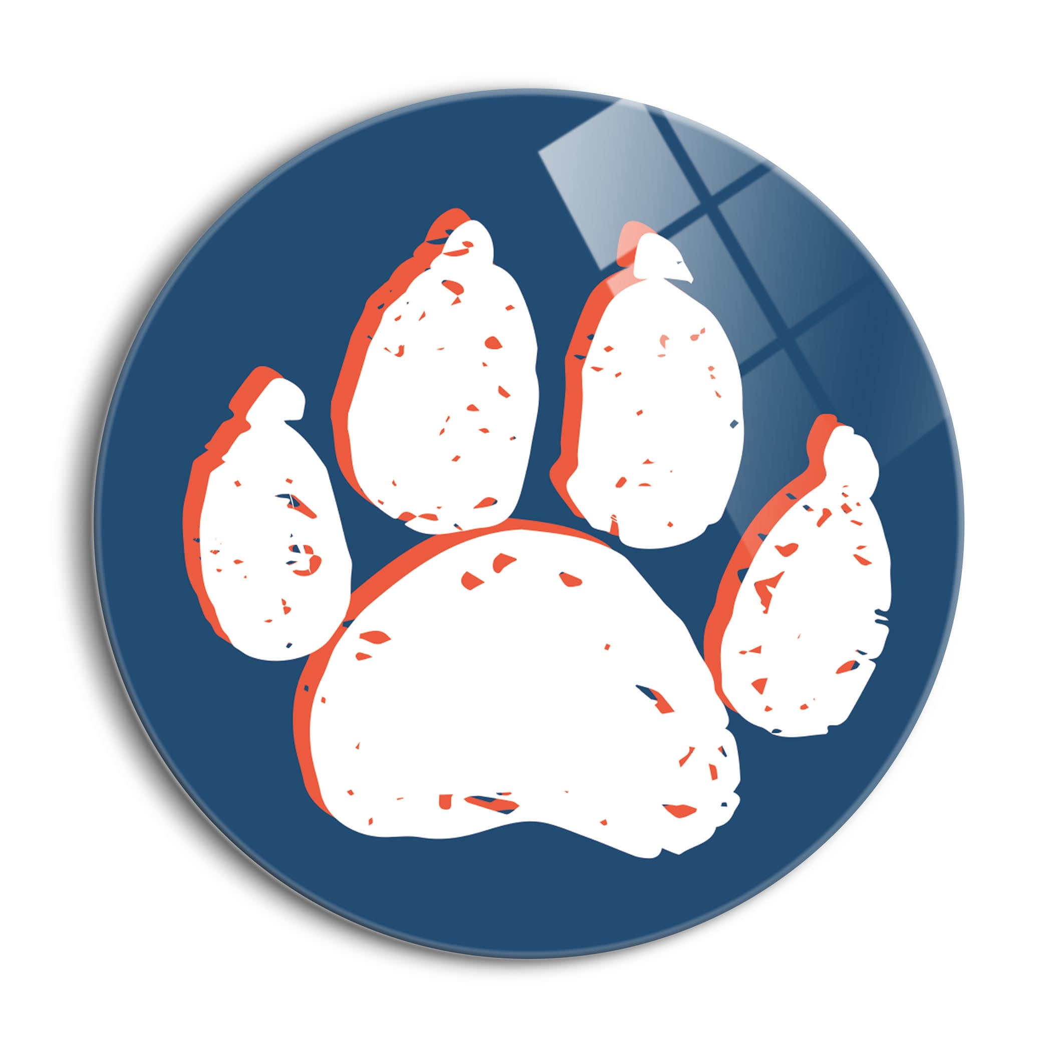 Paw Print White Paw Print 24 inch Glass Round Wall Hanging Sign ...