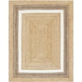 Avgari Creation Square White Border Beige Living Area Jute Rug Carpet ...