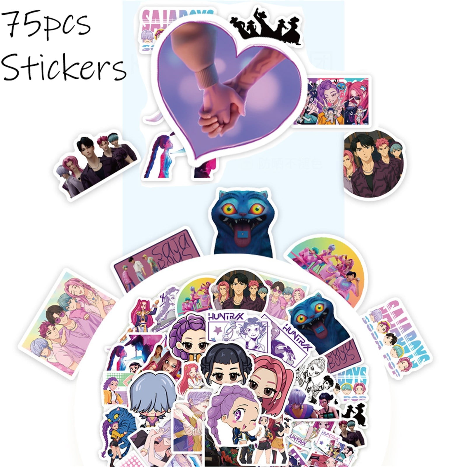 75 Stickers KPop Demon Hunters Stickers - Waterproof,Anime, Huntrix ...