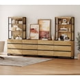 Modern 72" Tall 3 Tier Bookshelf, Bookcase with 12 Drawers & Black ...