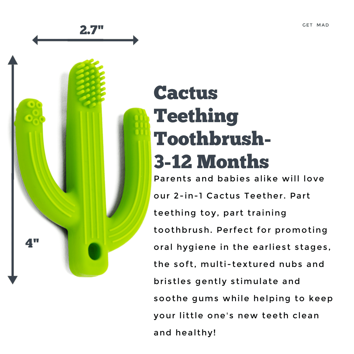 Just For Tots by MAD – Cactus Teething Toothbrush – 2-in-1 Baby Teether ...