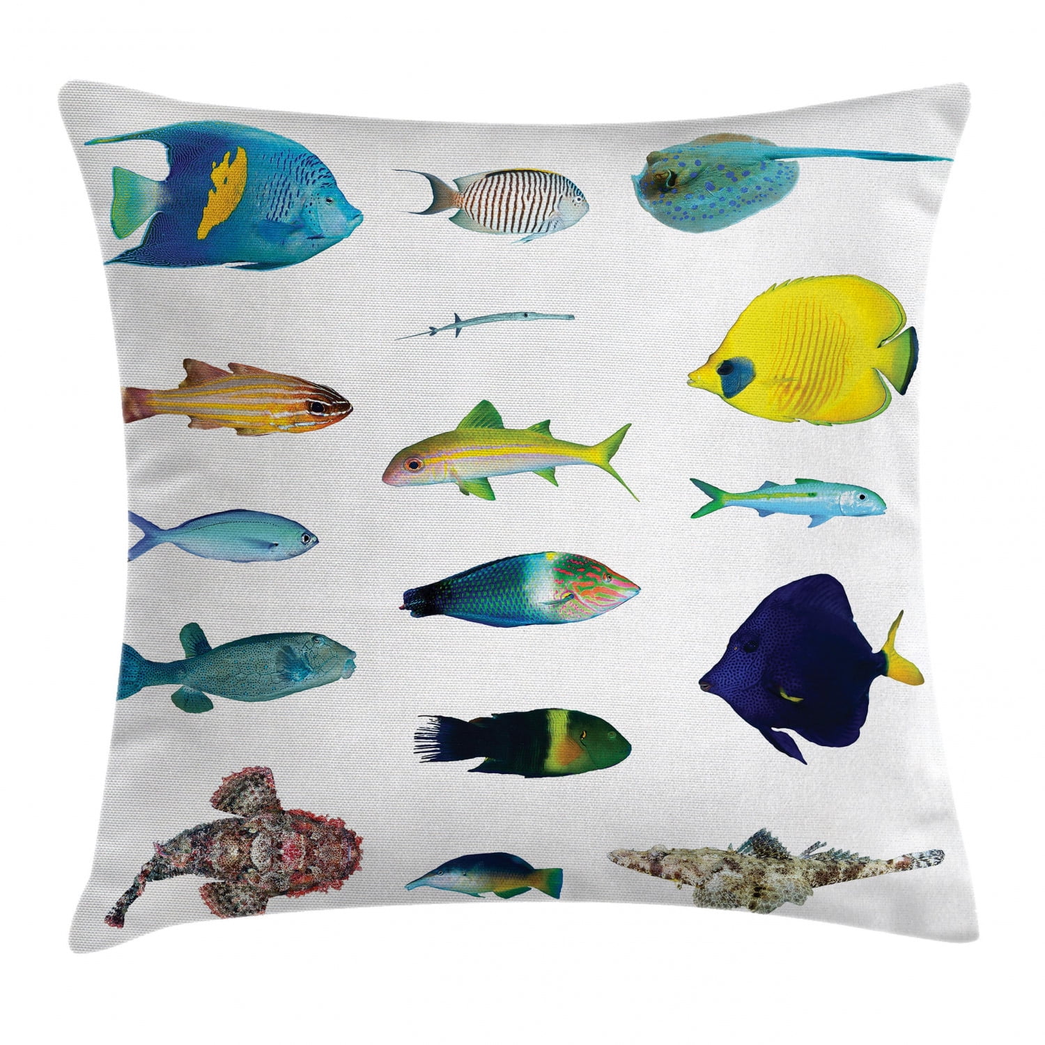 Ocean Animal Decor Throw Pillow Cushion Cover, Marine Life Creatures ...