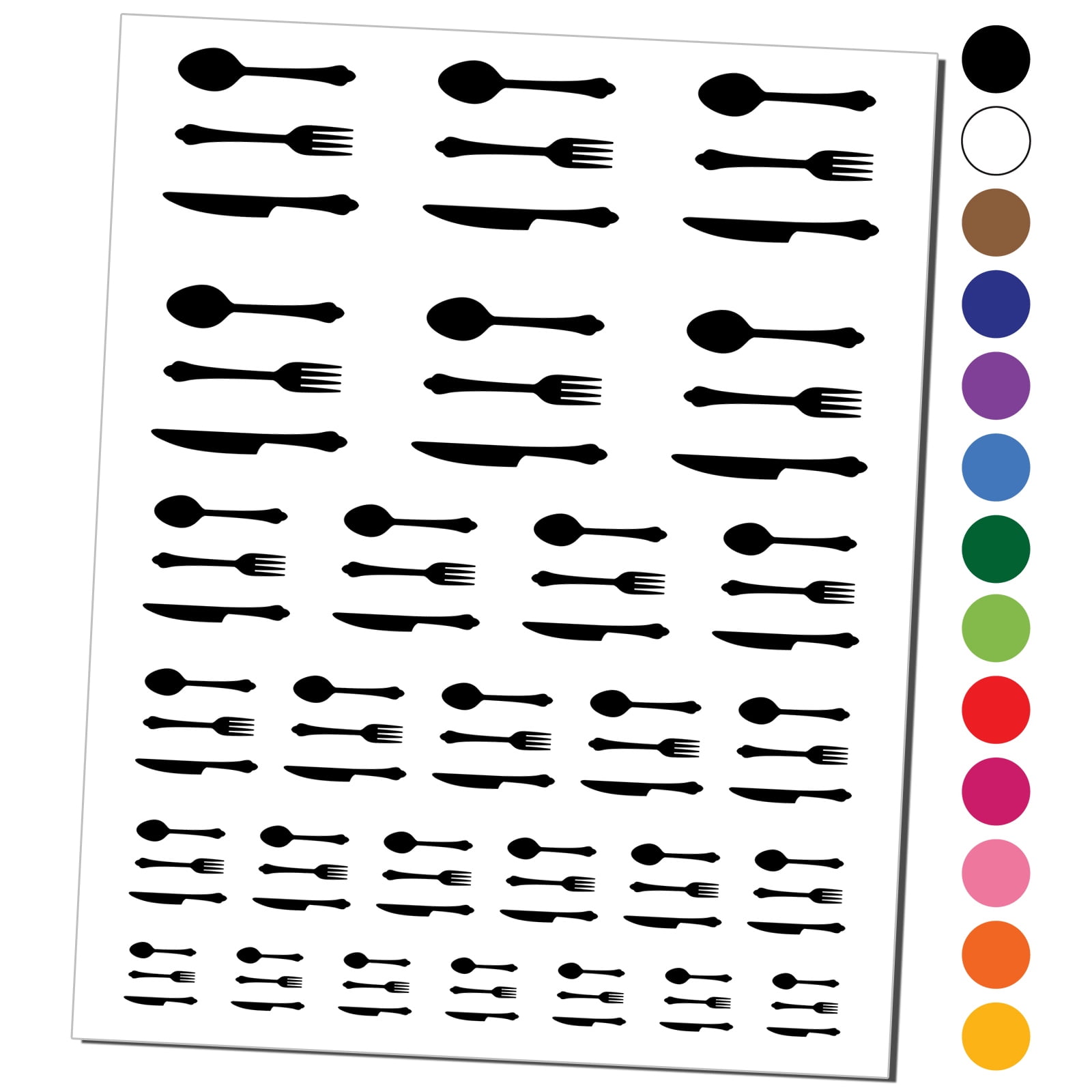 Knife Fork Spoon Kitchen Dining Set Water Resistant Temporary Tattoo ...