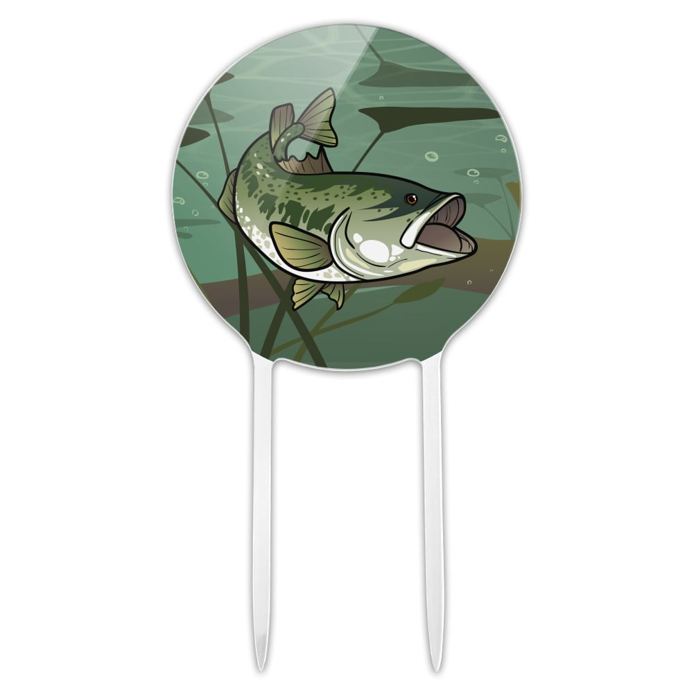 Acrylic Bass Fish Swimming in River Cake Topper Party Decoration for ...