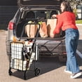 Folding Shopping Utility Cart, Double Basket and 360° Swivel Wheels ...