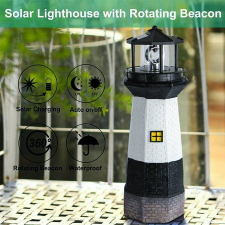 Dvkptbk Solar Lighthouse Solar Light Tower - 14 Inch Tall Light House ...